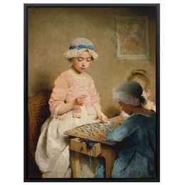 Bilderwelten Leinwandbild - Hochformat Charles Chaplin - Kinder beim Lotto-Spiel