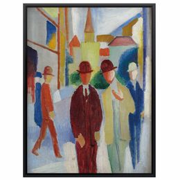 Bilderwelten Leinwandbild - Hochformat August Macke - Helle Stra&szlig;e mit Leuten