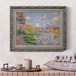 Bilderwelten Leinwandbild mit Barockrahmen Claude Monet - Seine