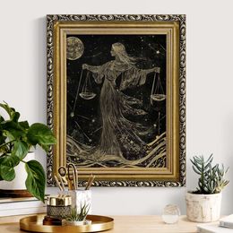 Bilderwelten Bild mit Barockrahmen Antik Spirituell Digital Art Barock schwarz - Waage Sternzeichen II - Himmel Jugendzimmer