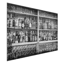Bilderwelten Alu Dibond Outdoor Bild Kulinarisch einzigartig Motiv wetterfest - Bar Schwarz Wei&szlig; - Deko Wohnzimmer Schlafzimmer