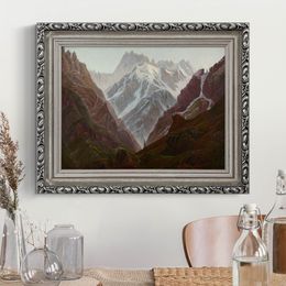 Bilderwelten Bild mit Barockrahmen Antik Natur modern Barock braun - Carl Gustav Carus - Hochgebirge - Berg Wohnzimmer Schlafzimmer