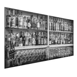 Bilderwelten Alu Dibond Outdoor Bild Kulinarisch einzigartig Motiv wetterfest - Bar Schwarz Wei&szlig; - Deko Wohnzimmer Schlafzimmer