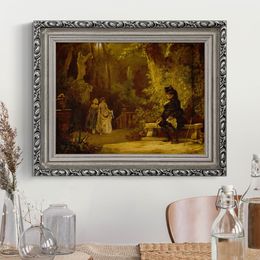 Bilderwelten Bild mit Barockrahmen Antik originell modern Barock gr&uuml;n - Carl Spitzweg - Der Witwer - edle Optik Wohnzimmer Schlafzimmer