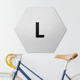 Hexagon-Alu-Dibond Bild Buchstabe Wei&szlig; L