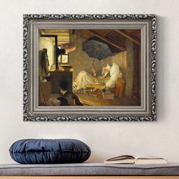Bilderwelten Leinwandbild mit Barockrahmen Carl Spitzweg - Der arme Poet