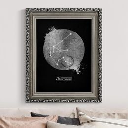 Bilderwelten Leinwandbild mit Barockrahmen Sternzeichen Wassermann Silber