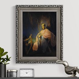 Bilderwelten Leinwandbild mit Barockrahmen Rembrandt van Rijn - David spielt Harfe