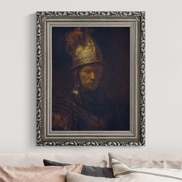 Bilderwelten Leinwandbild mit Barockrahmen Rembrandt - Der Mann mit dem Goldhelm