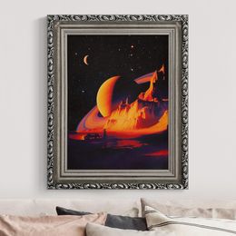 Bilderwelten Leinwandbild mit Barockrahmen Retro Collage - Falscher Abzweig