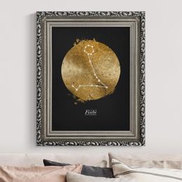 Bilderwelten Leinwandbild mit Barockrahmen Sternzeichen Fische Grau Gold