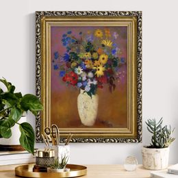 Bilderwelten Bild mit Barockrahmen Antik originell modern Barock bunt - Odilon Redon - Blumen in einer Vase - edle Optik Wohnzimmer Schlafzimmer
