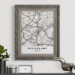 Bilderwelten Leinwandbild mit Barockrahmen Stadtplan Stuttgart - Klassik