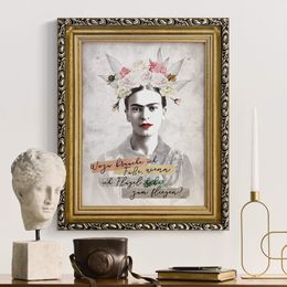 Bilderwelten Bild mit Barockrahmen Antik Spr&uuml;che modern Barock grau - Frida Kahlo - Zitat - Spr&uuml;che Kinderzimmer Baby M&auml;dchen Jungen