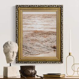 Bilderwelten Bild mit Barockrahmen Antik Strand Motiv Barock beige - Goldener Strand - Meerblick Wohnzimmer Schlafzimmer