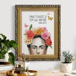 Bilderwelten Bild mit Barockrahmen Antik Spr&uuml;che modern Barock bunt - Fridas Gedanken - Blumen - Spr&uuml;che Wohnzimmer Schlafzimmer
