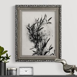 Bilderwelten Bild mit Barockrahmen Antik Natur modern Barock schwarz weiss - Grafische Pflanzenwelt - Schwarzer Bambus - Bambus Wohnzimmer Schlafzimmer