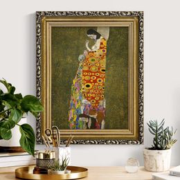 Bilderwelten Bild mit Barockrahmen Antik originell modern Barock gold - Gustav Klimt - Die Hoffnung II - edle Optik Wohnzimmer Schlafzimmer