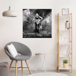 Bilderwelten Glasbild Sport Motiv einzigartig Glas Wandbild - Motocross im Schlamm - Deko Wohnzimmer Schlafzimmer