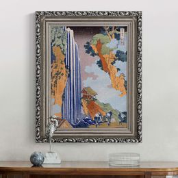 Bilderwelten Leinwandbild mit Barockrahmen Katsushika Hokusai - Ono Wasserfall