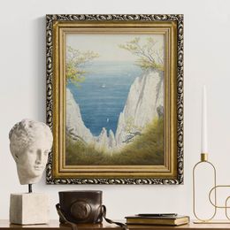 Bilderwelten Bild mit Barockrahmen Antik Strand modern Barock weiss - Caspar David Friedrich - Kreidefelsen auf R&uuml;gen - Landschaft Wohnzimmer Schlafzimmer