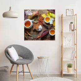 Bilderwelten Glasbild Kulinarisch modern orange Glas Wandbild - Tee im September - Deko K&uuml;che