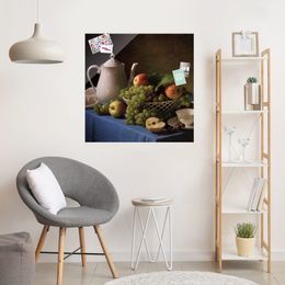 Bilderwelten Glasbild Kulinarisch modern gr&uuml;n Glas Wandbild - Stillleben mit Kaffeekanne - Deko K&uuml;che
