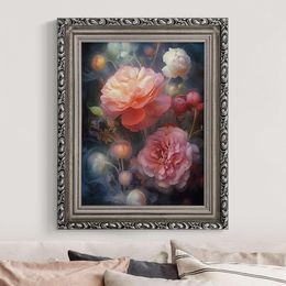 Bilderwelten Leinwandbild mit Barockrahmen &Auml;therisches Rosenbouquet