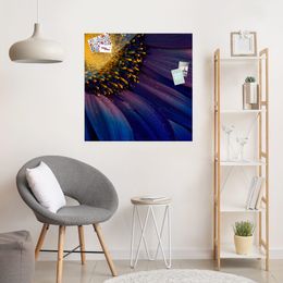 Bilderwelten Glasbild Blumen Motiv violett Glas Wandbild - Blaue Gerberabl&uuml;te - Deko Wohnzimmer Schlafzimmer
