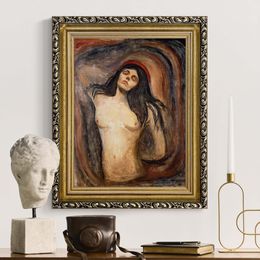 Bilderwelten Bild mit Barockrahmen Antik originell modern Barock braun - Edvard Munch - Madonna - edle Optik Wohnzimmer Schlafzimmer
