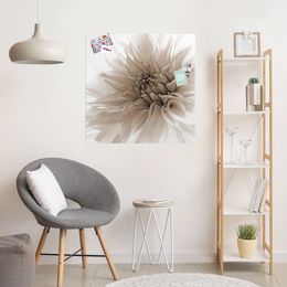 Bilderwelten Glasbild Blumen Motiv beige Glas Wandbild - Dahlie in W&uuml;rde - Deko Wohnzimmer Schlafzimmer