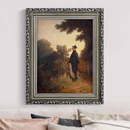 Bilderwelten Bild mit Barockrahmen Antik Blumen modern Barock braun - Carl Spitzweg - Der Rosenfreund - Rose Wohnzimmer Schlafzimmer