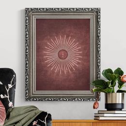 Bilderwelten Bild mit Barockrahmen Antik Spirituell Vintage Barock braun - Boho Sonne II - Retro Wohnzimmer Schlafzimmer