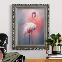 Bilderwelten Leinwandbild mit Barockrahmen Flamingofantasie