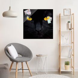 Bilderwelten Glasbild Tiere Motiv schwarz Glas Wandbild - Hypnotischer Blick - Deko Wohnzimmer Schlafzimmer