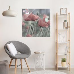 Bilderwelten Glasbild Blumen Motiv rosa Glas Wandbild - Malerische Mohnblumen - Deko Wohnzimmer Schlafzimmer