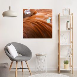 Bilderwelten Glasbild Tiere Motiv rosa Glas Wandbild - Flamingofedern - Deko Wohnzimmer Schlafzimmer