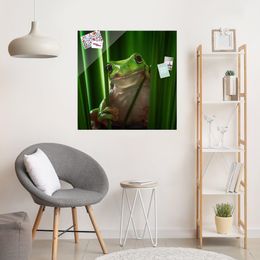 Bilderwelten Glasbild Tiere Motiv einzigartig Glas Wandbild - Fr&ouml;hlicher Frosch - Deko Wohnzimmer Schlafzimmer