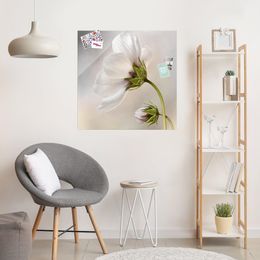 Bilderwelten Glasbild Blumen Landhaus beige Glas Wandbild - Himmlischer Bl&uuml;tentraum - Deko Wohnzimmer Schlafzimmer