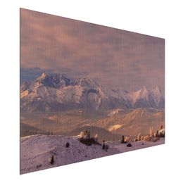 Bilderwelten Alu Dibond Outdoor Bild Natur beige Motiv wetterfest - Hohe Tatra am Morgen - Berg Wohnzimmer Schlafzimmer
