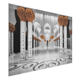 Bilderwelten Alu Dibond Outdoor Bild Spirituell schwarz weiss Orientalisch wetterfest - In der Moschee - Skylines Wohnzimmer Schlafzimmer
