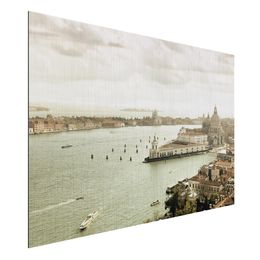 Bilderwelten Alu Dibond Outdoor Bild Stadt beige Vintage wetterfest - Lagune von Venedig - Italien Wohnzimmer Schlafzimmer