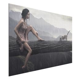 Bilderwelten Alu Dibond Outdoor Bild originell einzigartig modern wetterfest - Jane in the Rain - Erotik Wohnzimmer Schlafzimmer