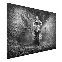 Bilderwelten Alu-Dibond Outdoor Bild Motocross im Schlamm