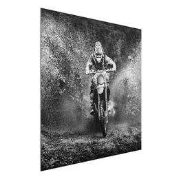 Bilderwelten Alu-Dibond Outdoor Bild Motocross im Schlamm