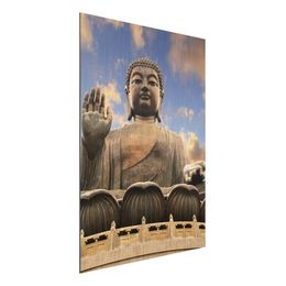 Bilderwelten Alu Dibond Outdoor Bild Spirituell beige Motiv wetterfest - Gro&szlig;er Buddha - Deko Wohnzimmer Schlafzimmer