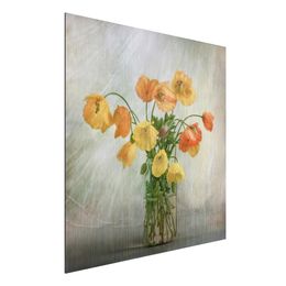 Alu-Dibond Blumen Mohnblumen in einer Vase