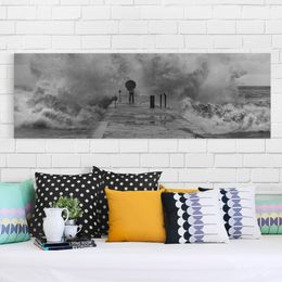 Bilderwelten Leinwandbild - Panorama Tosendes Meer