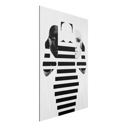 Bilderwelten Alu Dibond Outdoor Bild originell einzigartig modern wetterfest - Masken in Schwarz-Wei&szlig; - Deko Wohnzimmer Schlafzimmer