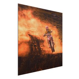 Bilderwelten Alu-Dibond Outdoor Bild Motocross im Staub